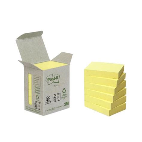 3m Post It Notes 38x51mm Adhésives Recyclées Jaune Office1