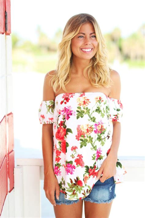Ivory Floral Off Shoulder Top Ivory Floral Top Floral Ivory Top