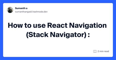 sumanth a on linkedin how to use react navigation stack navigator