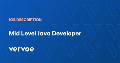 Mid Level Java Developer Job Description Template Vervoe