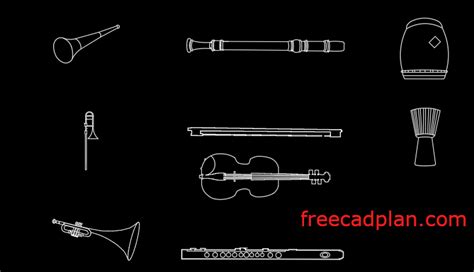 Musical Instruments Dwg Cad Blocks Free Cad Plan