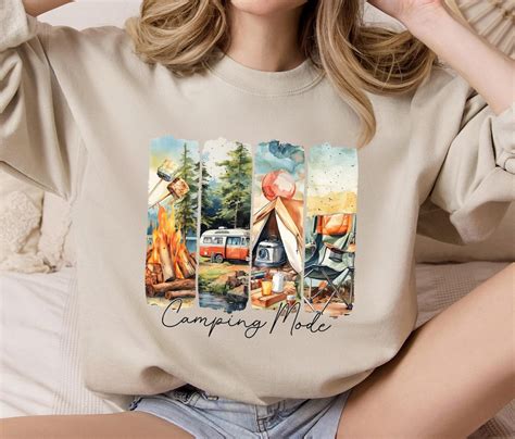 Camping Mode Sweatshirt Unisex Crewneck Hiking Nature Lover