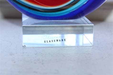Vintage Murano Glass Spiral Sculpture Red White Green And Blue