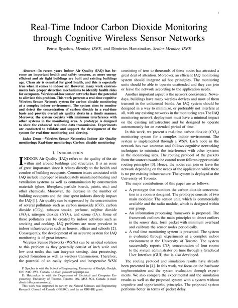 Pdf Real Time Indoor Carbon Dioxide Monitoring Through Cognitive Wireless Sensor Networks