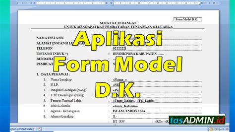 Aplikasi Format Usulan Tunjangan Keluarga Form Dk Tasadmin