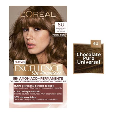 Tinte para cabello L Oréal Excellence Sin Amoníaco 6u chocolate puro