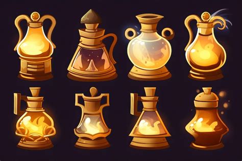 Premium Ai Image Set Of Magical Potion Bottles Neural Network Ai Generated