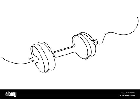 Barbel In One Continuous Single Line Art Drawing Style Gym Fitness Sport Concept Vector