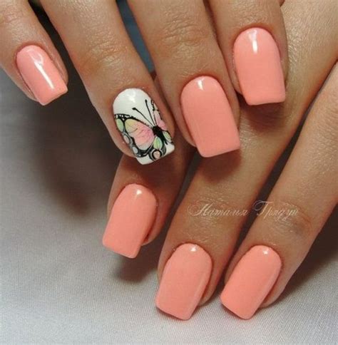 Nails Decorated With Butterflies