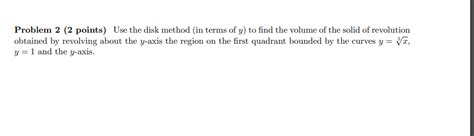 Solved Problem Points Find The Volume Of The Solid Chegg