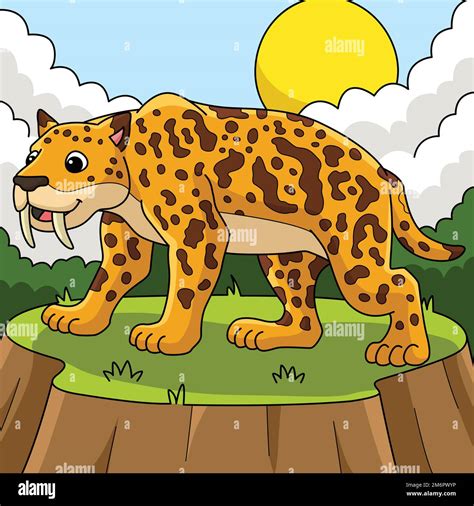 Smilodon Animal Colored Cartoon Illustration Stock Vector Image And Art
