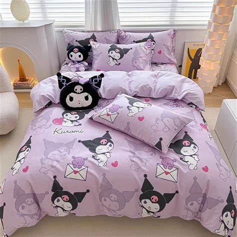 Kawaii My Melody Kuromi Cinnamoroll Duvet Cover Pillowcase Bedding Set