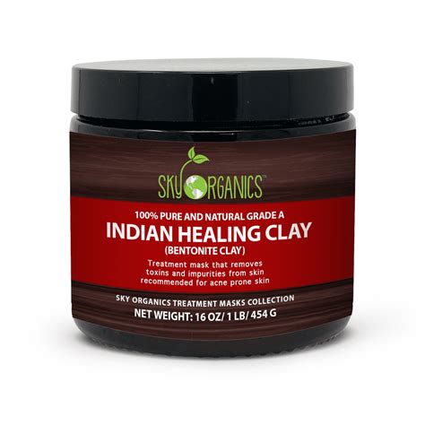 Indian Healing Clay By Sky Organics 16oz 100 Pure Natural Bentonite