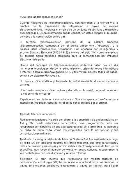 Qué Son Las Telecomunicaciones Pdf Telecomunicaciones Radio
