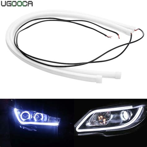 Pcs Cm Cm Daytime Running Light Universial Flexible Soft Tube Guide Car LED Strip DRL