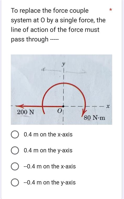 Solved To Replace The Force Couple System At O By A Single Chegg Com