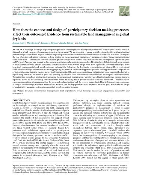 Pdf How Does The Context And Design Of Participatory Decision Making Processes Affect Their