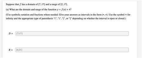 Solved Suppose That F Has A Domain Of And A Range Of Chegg