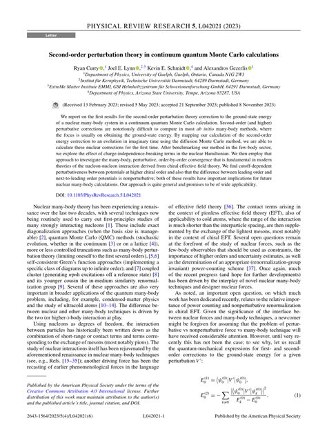Pdf Second Order Perturbation Theory In Continuum Quantum Monte Carlo