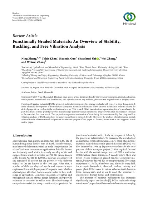 PDF Functionally Graded Materials An Overview Of Stability Buckling And Free Vibration Analysis