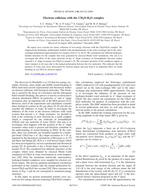 Pdf Electron Collisions With The Cho Ho Complex