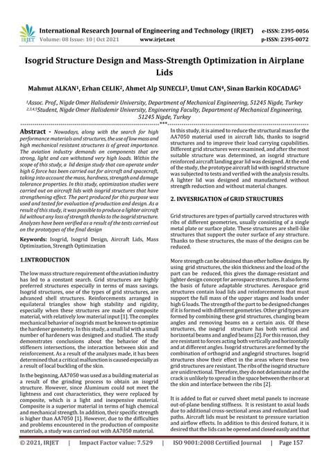 Irjet Isogrid Structure Design And Mass Strength Optimization In