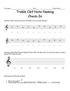 Treble Clef Note Naming Check In By Meaning In Music TPT