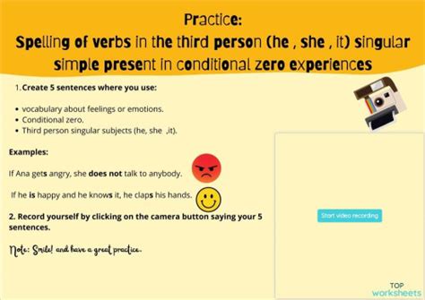 Spelling In Third Person Zero Conditional Interactive Worksheet Topworksheets