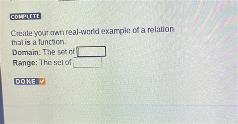 complete create your own real world example of a relation that is a