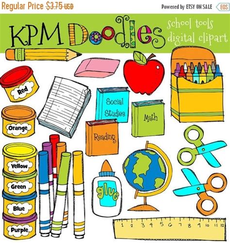 Off Kpm School Tools Digital Clipart By Kpmdoodles On Etsy