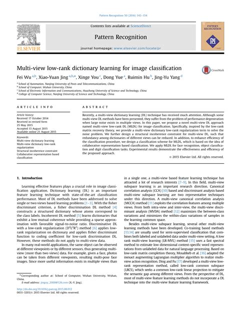 pdf multi view low rank dictionary learning for image classification
