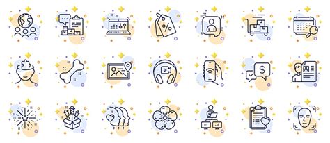 웹 응용 프로그램에 대한 달력 얼굴 감지 및 소리 체크 라인 아이콘의 개요 집합입니다 픽토그램 아이콘입니다 벡터 3차원 형태에 대한 스톡 벡터 아트 및 기타 이미지 Istock