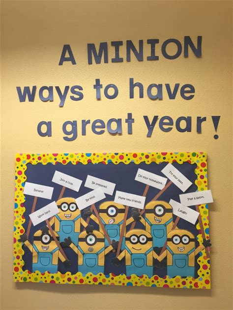 Back To School Minion Bulletin Board School Bulletin Boards Minion