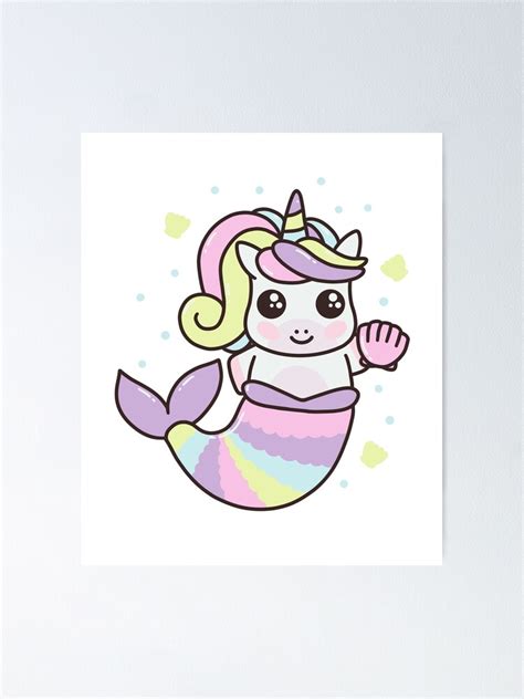 Mermicorn Kawaii Cute Magical Pastel Unicorn Mermaid Poster For Sale