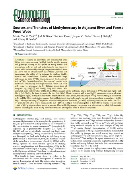 Pdf Sources And Transfers Of Methylmercury In Adjacent River And
