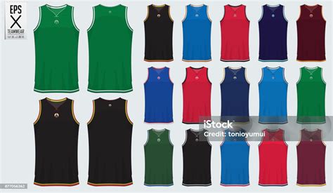 농구 유니폼 템플릿 디자인입니다 탱크 탑 티셔츠 이랑 농구 클럽입니다 전면 보기 및 다시 보기 스포츠 저지 벡터 농구복에 대한 스톡 벡터 아트 및 기타 이미지 Istock
