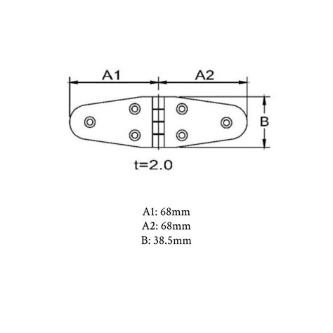 Round Sided Hinge 68mm X 68mm Onward Marine