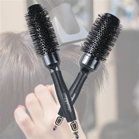 Badu Bg Професионален 6pcs Черен кръгъл гребен за коса Фризьорски четки за къдрене на коса