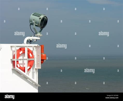 The Photo Shows A Searchlight A Lifebelt And A Gps Locating Device