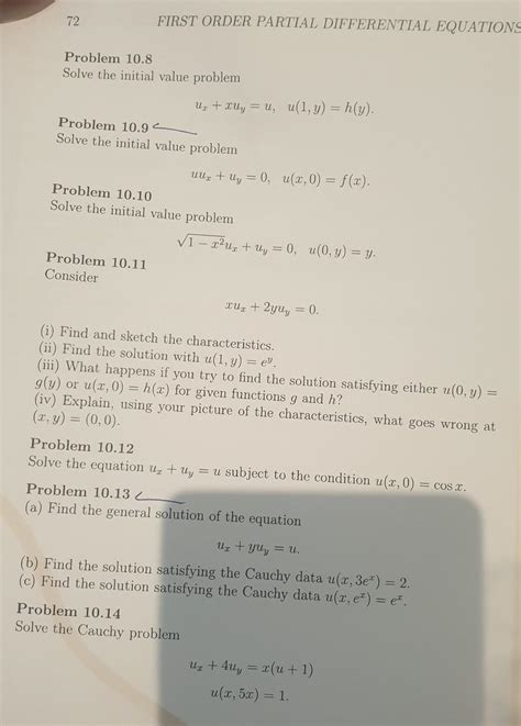 Solved 72 First Order Partial Differential Equations Problem