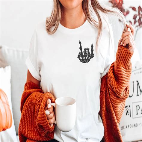 Skeleton Hand Shirt Funny Skeleton Hand Rock Halloween Etsy