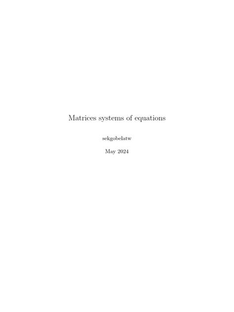 Matricessystemsofequations Pdf Matrix Mathematics Operator