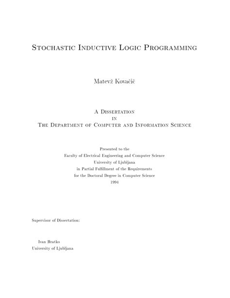 Pdf Stochastic Inductive Logic Programming