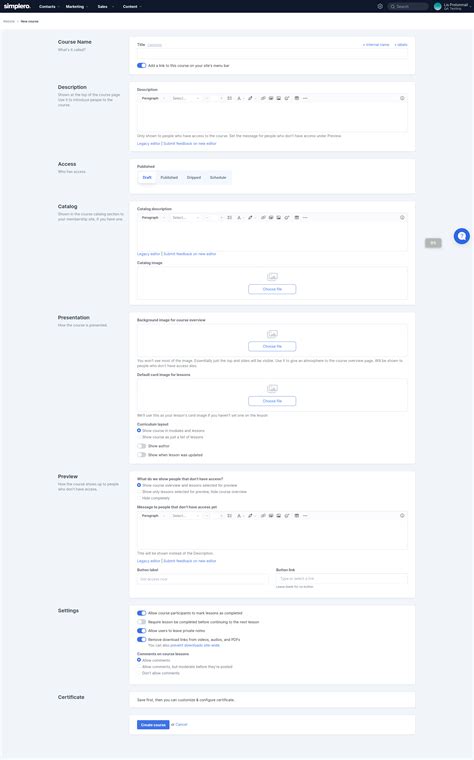 Create A New Course Simplero Help Site