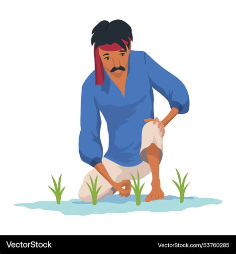 Indian Farmer India Village Cheering Character Vector Image