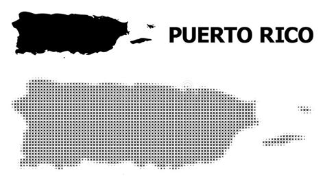 Vector Halftone Patroon En Stevige Kaart Van Puerto Rico Vector