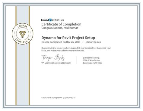 Certificate Of Completion Dynamo For Revit Project Setup Ppt