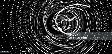 동적 파티클이 있는 배열입니다 연결된 점으로 소용돌이 추상 과학 또는 기술 배경 3d 벡터 그림입니다 3차원 형태에 대한 스톡 벡터 아트 및 기타 이미지 Istock