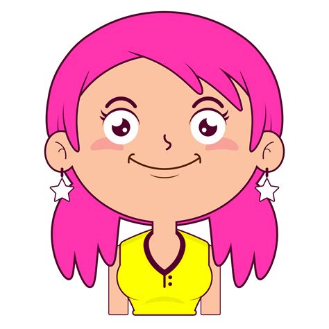 Girl Smile Face Cartoon Cute 23360359 Png