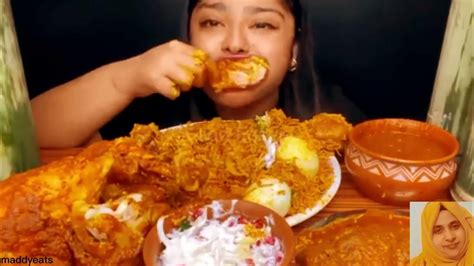 Mukbangers Eating Spicy Chicken Biryani Spicy Mutton Tangdi Curry